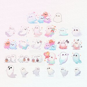 Chibi Ghost Clipart – Spooky Cute PNG Art, Commercial Use (27 Files) - Etsy