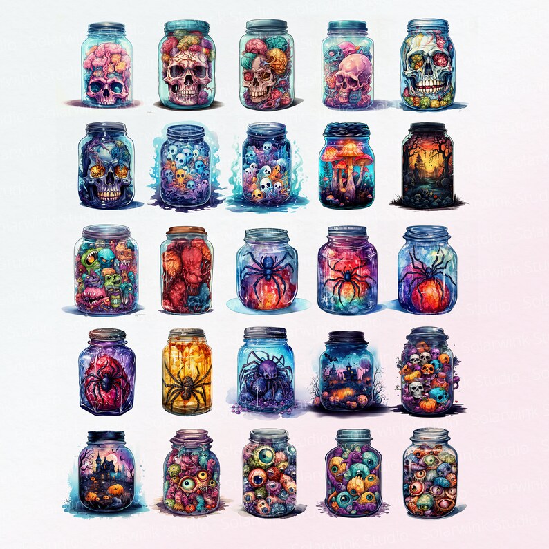 Spooky Jars PNG Clipart Set of 25 - Commercial Use, 300dpi, Creepy ...