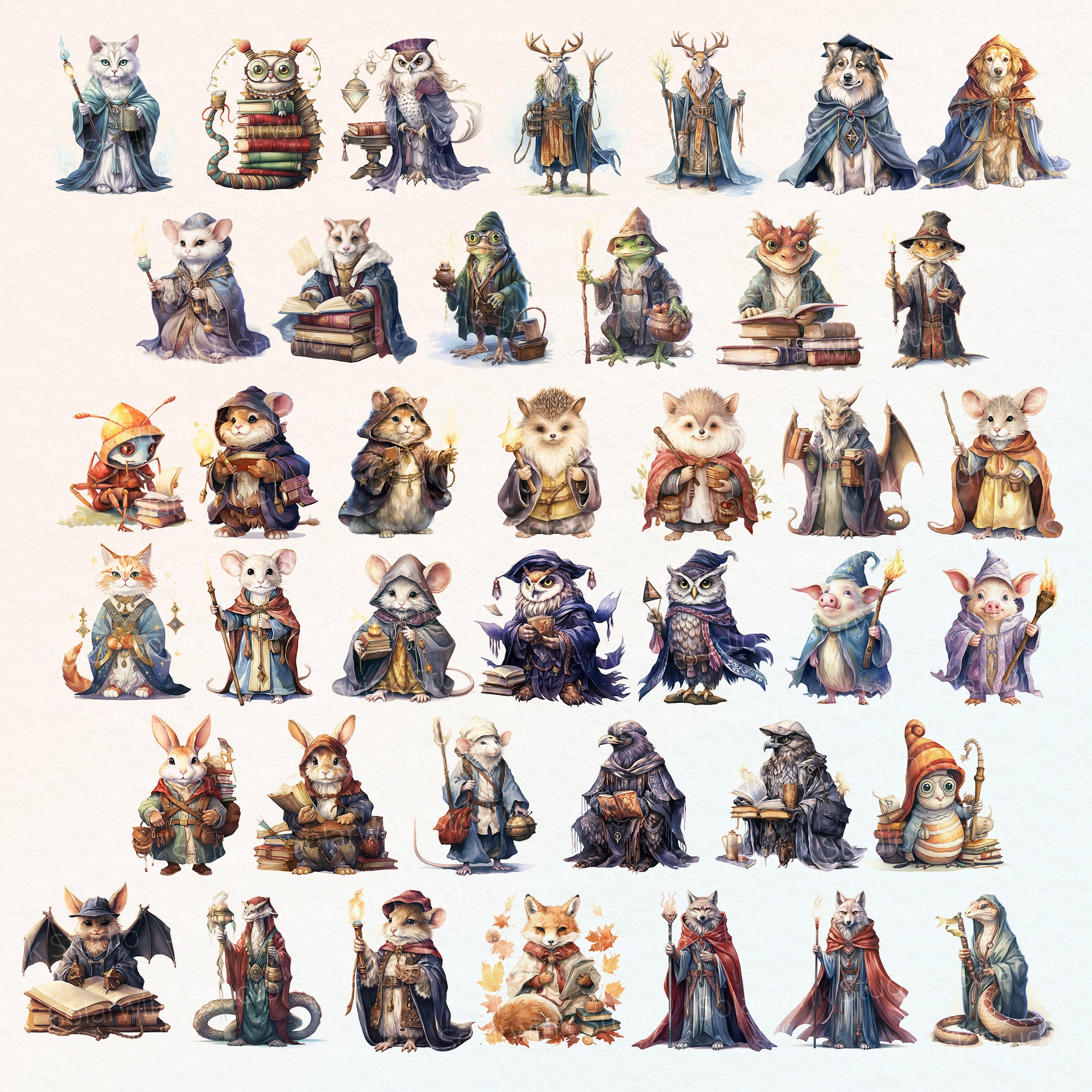 Magic School Student Set - 40 Pngs, Watercolor, Commercial Use, 300dpi ...