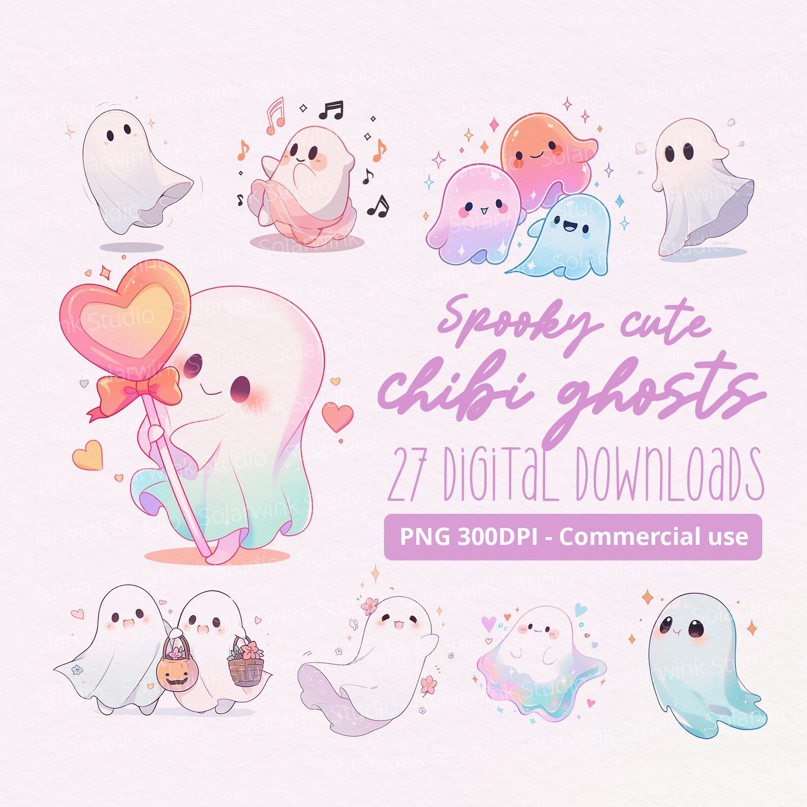 Chibi Ghost Clipart – Spooky Cute PNG Art, Commercial Use (27 Files) - Etsy