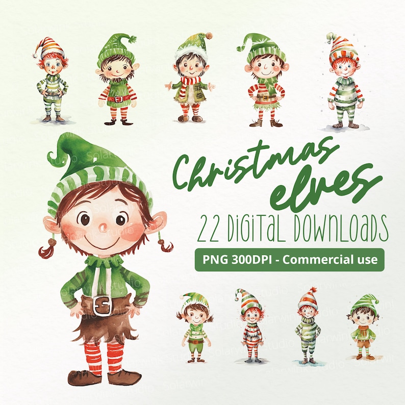 Silly Christmas Elves: Christmas Magic With 21 PNG Illustrations ...