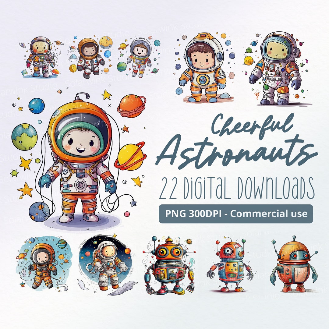 Cheerful Astronaut Illustrations - 22 Png's, Clipart, Commercial Use ...