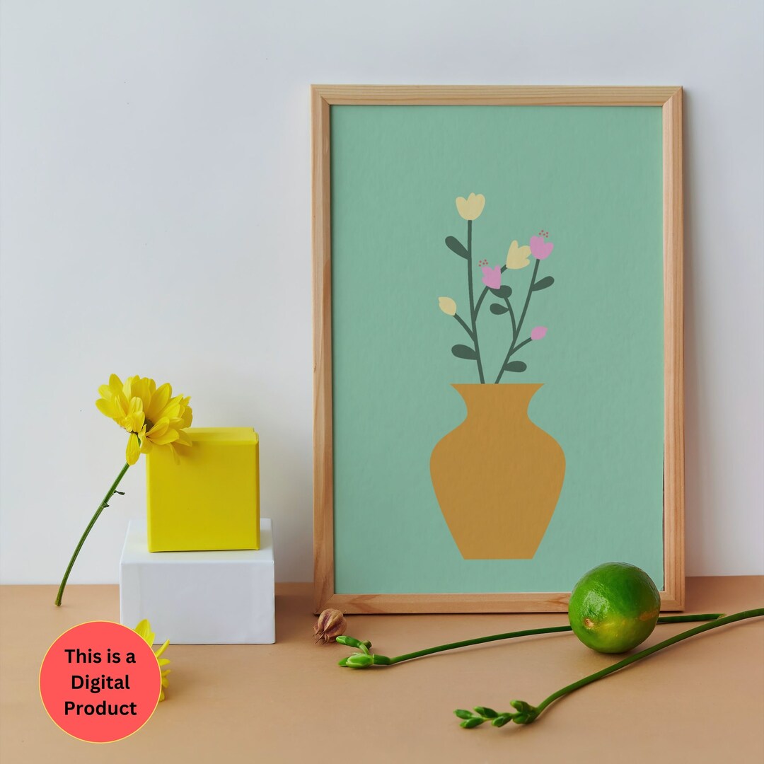 Spring Flowers Printable, Spring Flowers Wall Art, Flowers in Vase Wall ...