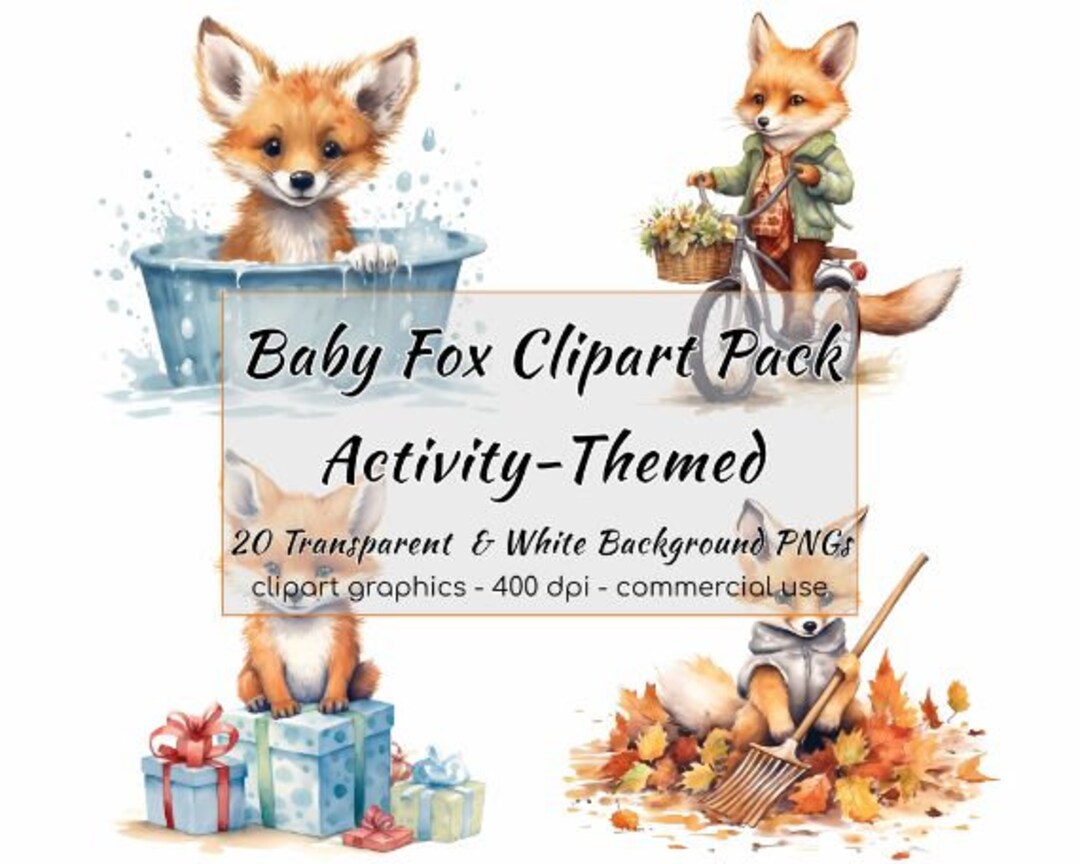 Watercolor Woodland Foxes Clipart, Transparent Clipart, Baby Animals ...