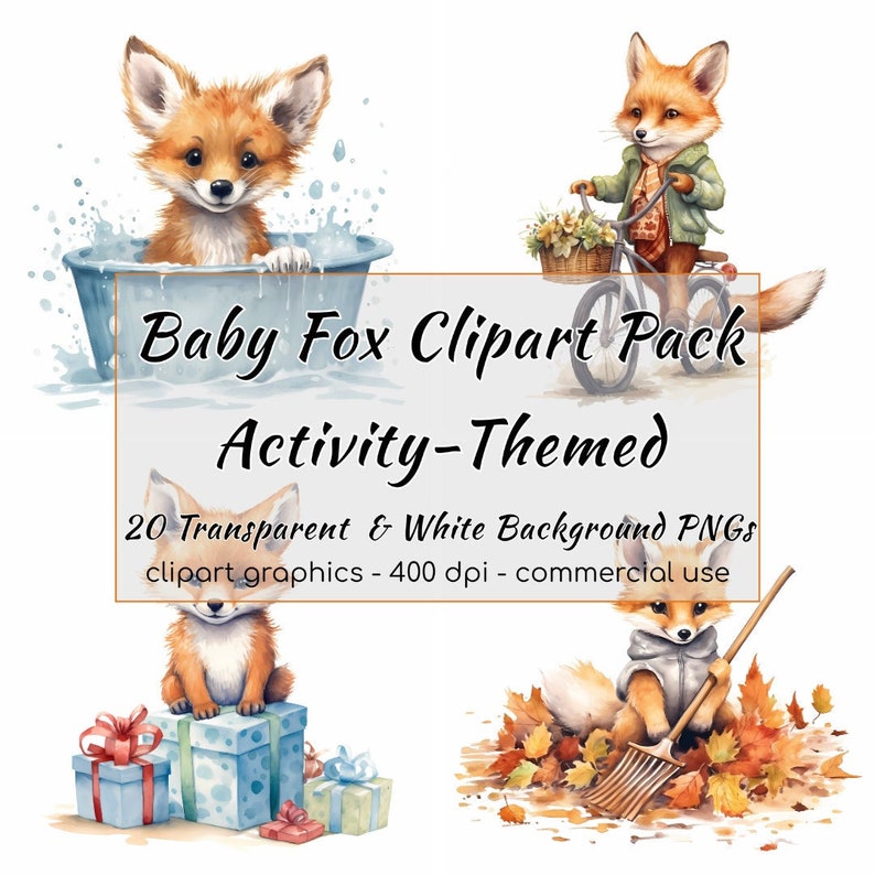 Watercolor Woodland Foxes Clipart, Transparent Clipart, Baby Animals ...