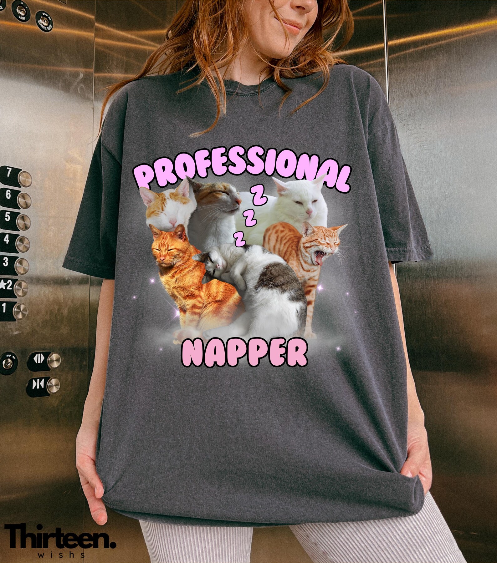 Professional Napper, Cat Meme Vintage Graphic Shirt, Retro 90s Cat ...