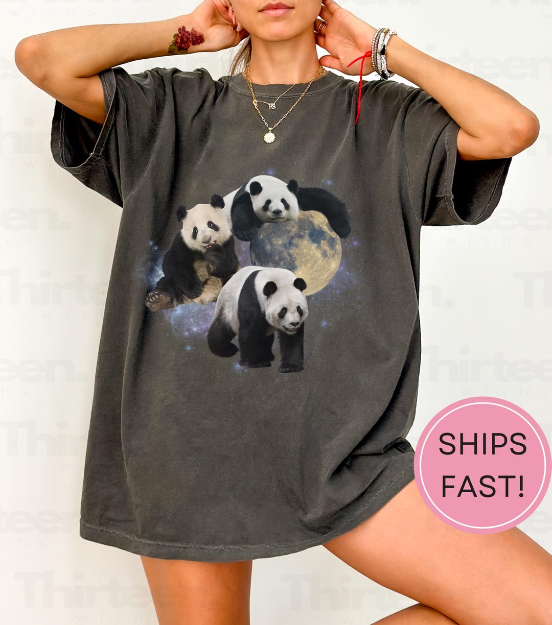 Tree Panda Vintage Graphic T-shirts, Retro Panda Moon Tshirt, Panda ...