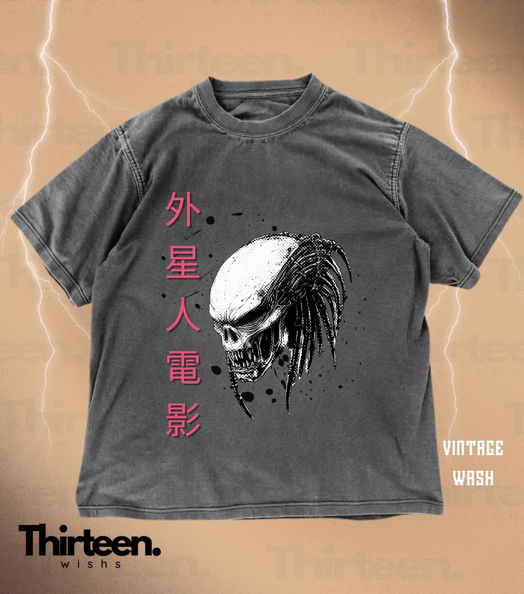 Retro Alien Graphic T-shirt, 70s Movie Memorabilia, Neon Xenomorph ...
