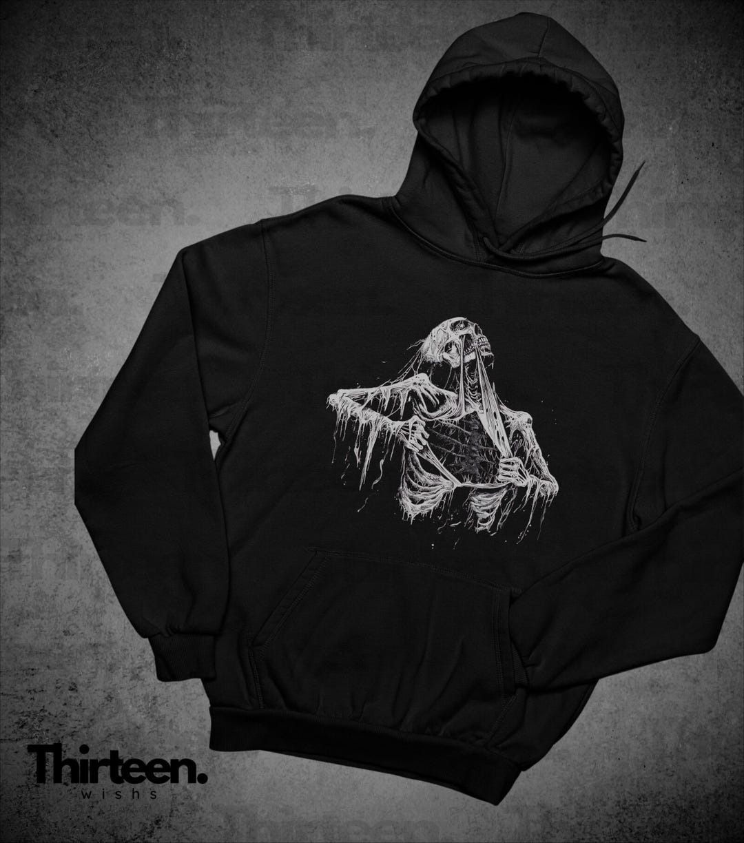 Skeleton Ripping Rib Cage Vintage 90s Graphic Hoodie, Rib Cage ...