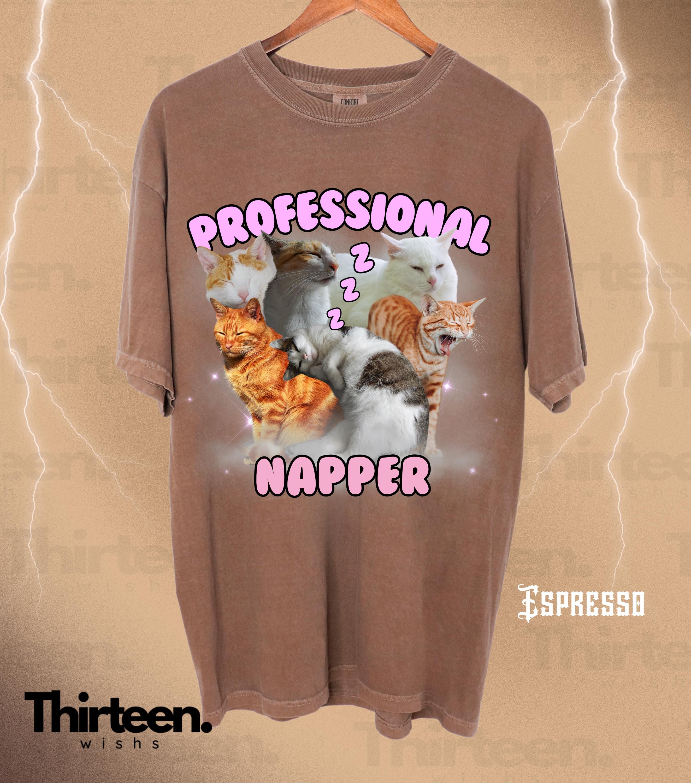 Professional Napper, Cat Meme Vintage Graphic Shirt, Retro 90s Cat ...