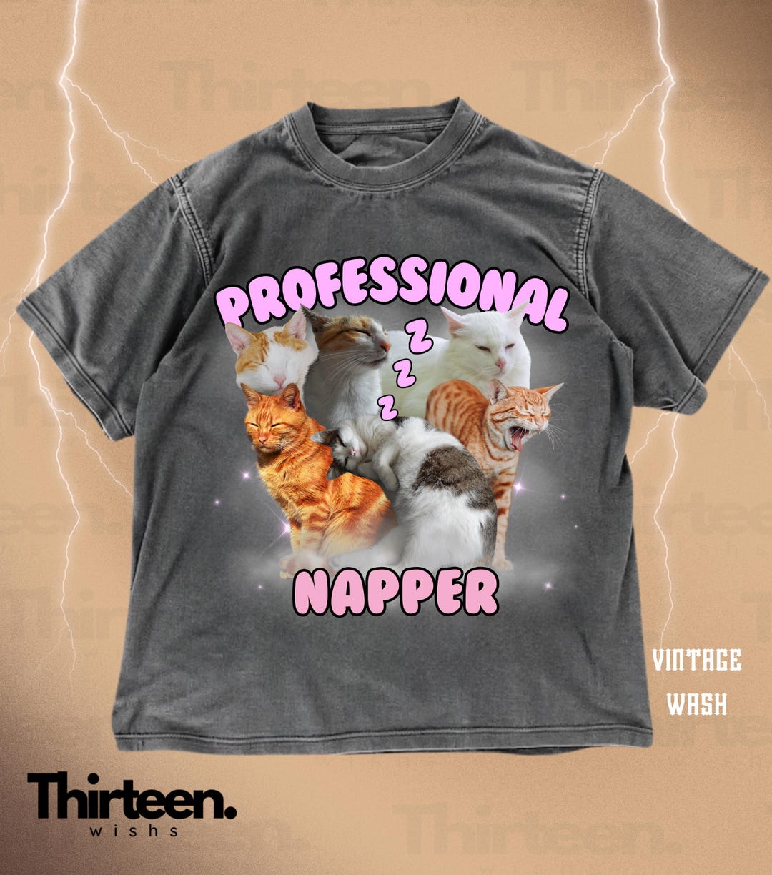 Professional Napper, Cat Meme Vintage Graphic Shirt, Retro 90s Cat ...