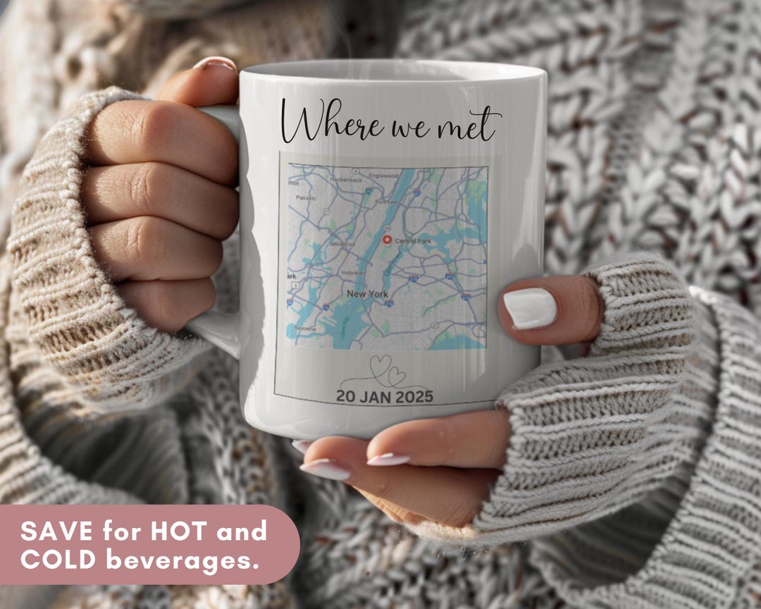 Where We Met, Personalized Couple Mug, Custom Gift for Him, New Couple ...
