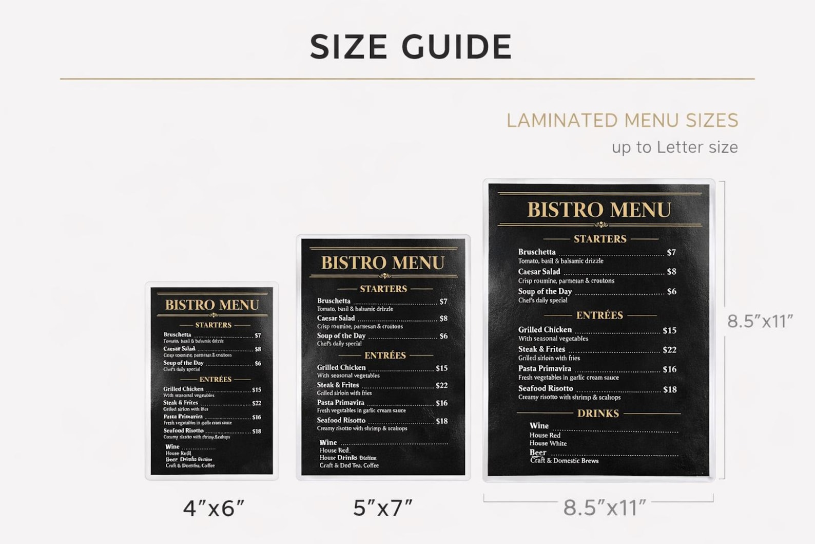 Laminated Printable Menu, Signs, Full Color, Printable Menus, Custom Displays - Etsy