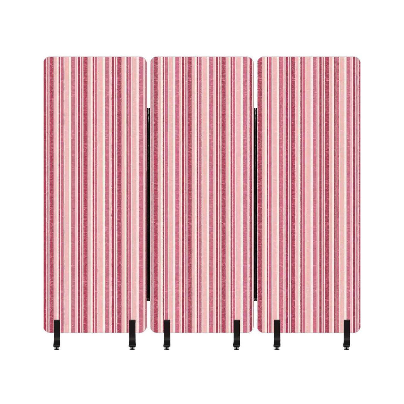 3 Panel Sound-absorbing Room Divider / Sketchy Stripes Dragonfruit Pink ...