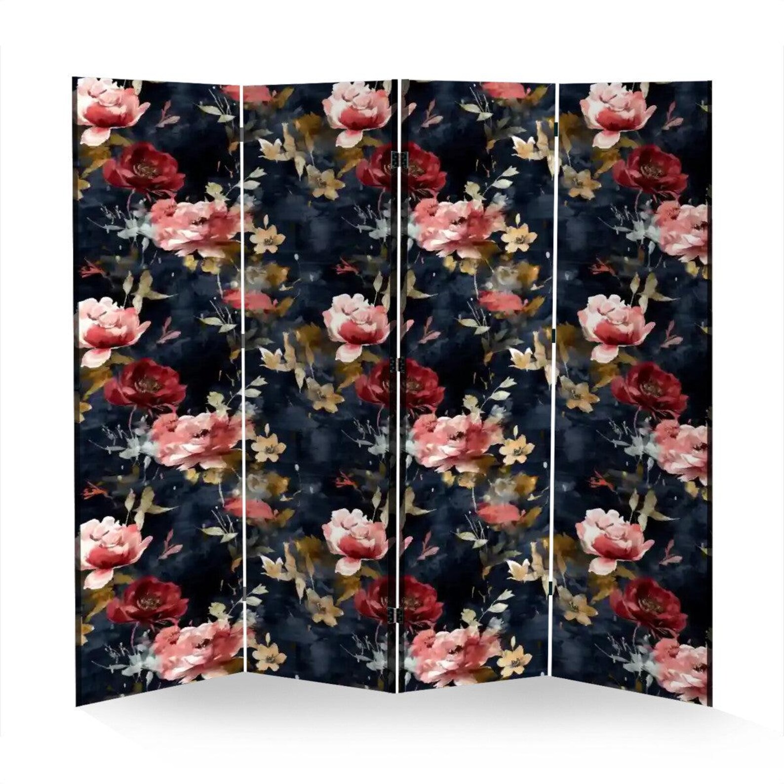 4 Panel Room Divider Folding Screen / Emma Rose | 2 Color Choices ...