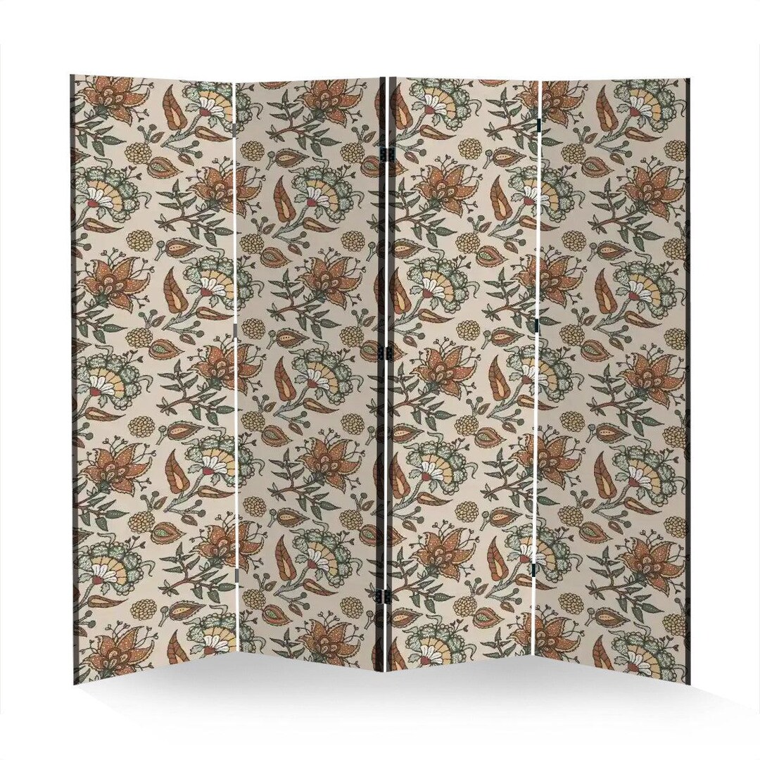 4 Panel Room Divider Folding Screen / Chintz | 2 Color Choices | Double ...