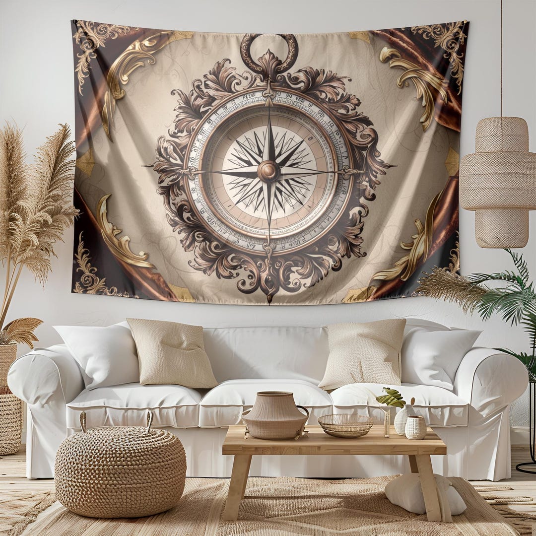 Vintage Compass Custom Tapestry Dorm Decor Rustic Art Boho Wall ...