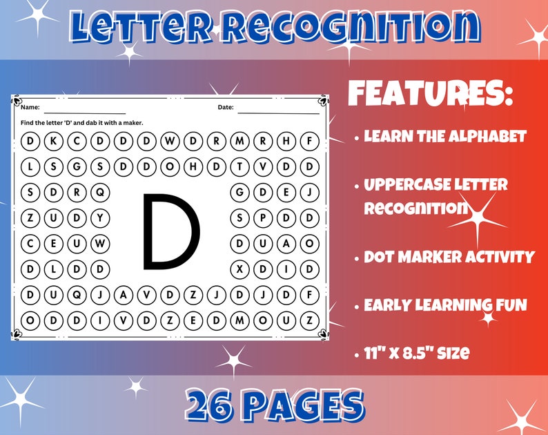 Alphabet Dab It Worksheet for Preschooler Uppercase Letter Recognition ...
