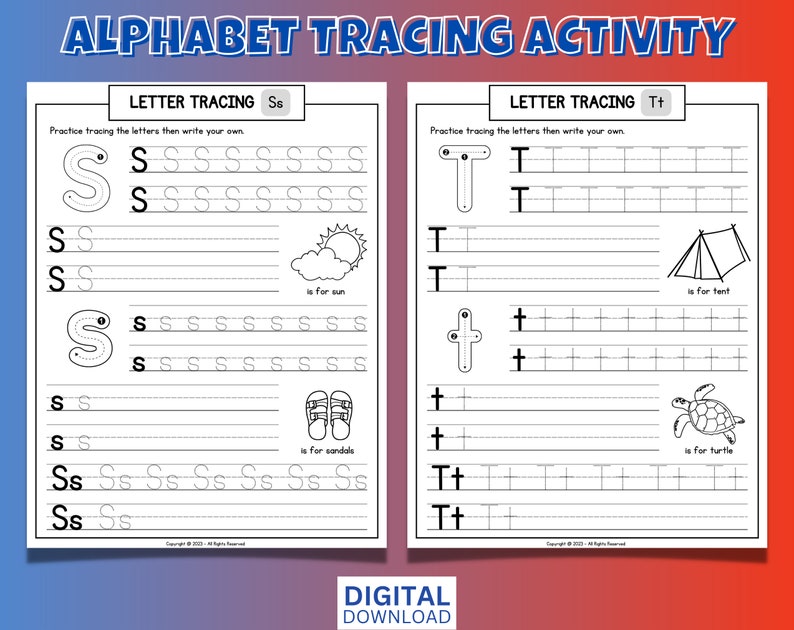 A-Z Tracing Sheets Uppercase and Lowercase Letter Formation With Images ...