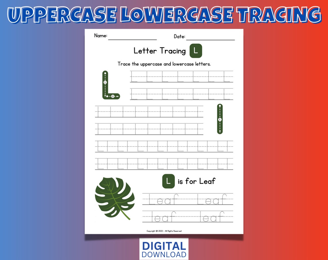 A-Z Alphabet Tracing Uppercase Lowercase Letter Formation With New Word ...