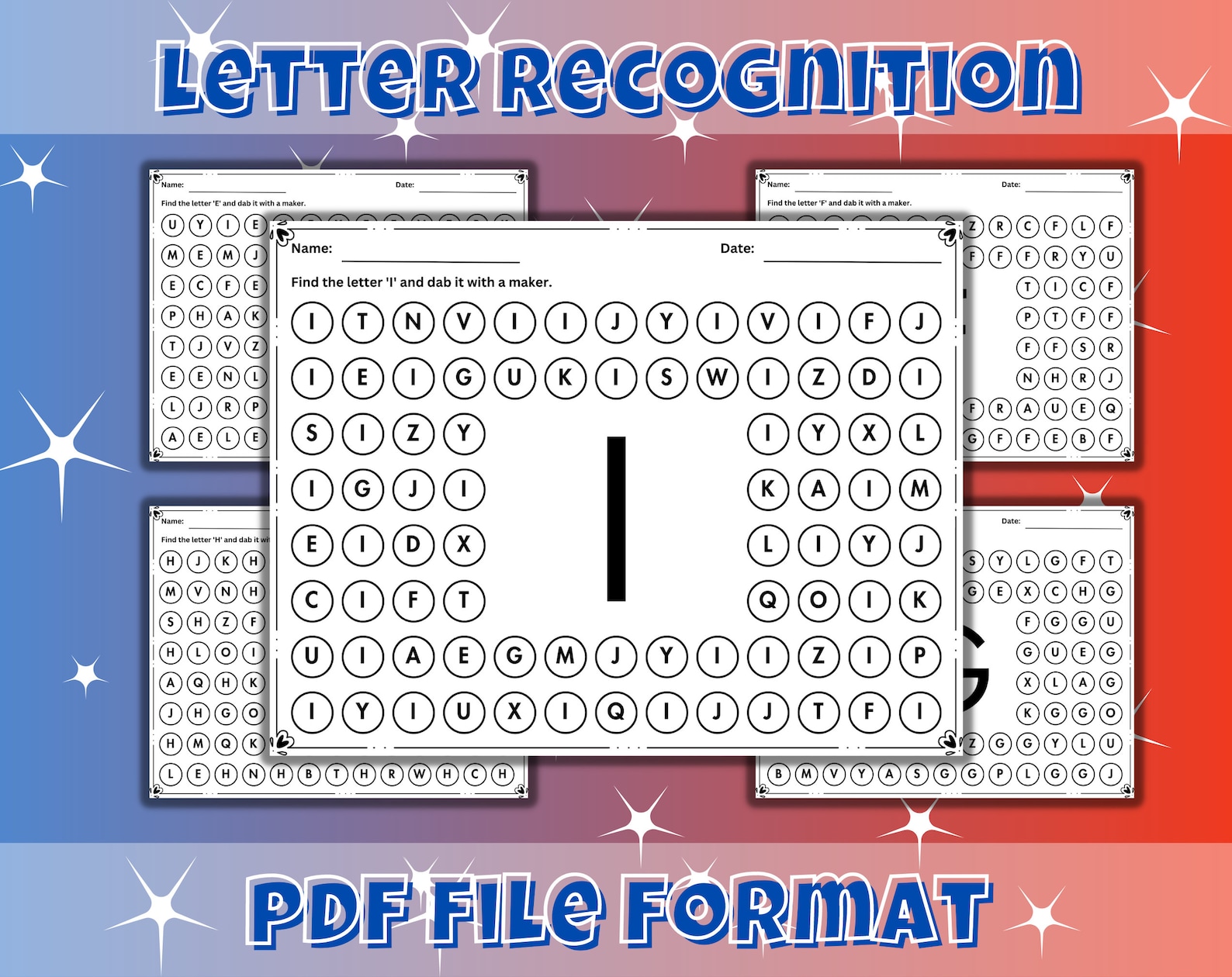 Alphabet Dab It Worksheet for Preschooler Uppercase Letter Recognition ...