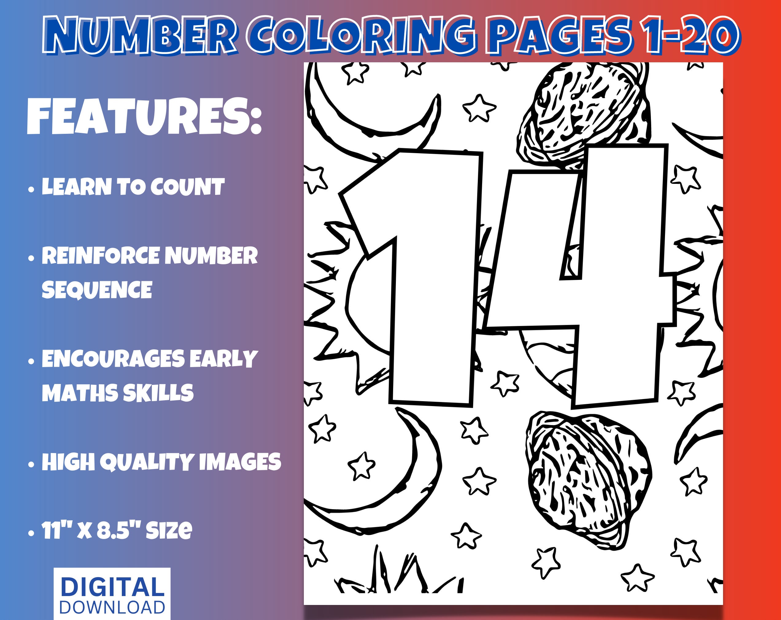 Number Coloring Pages 1-20 for Fun and Educational Worksheets for ...