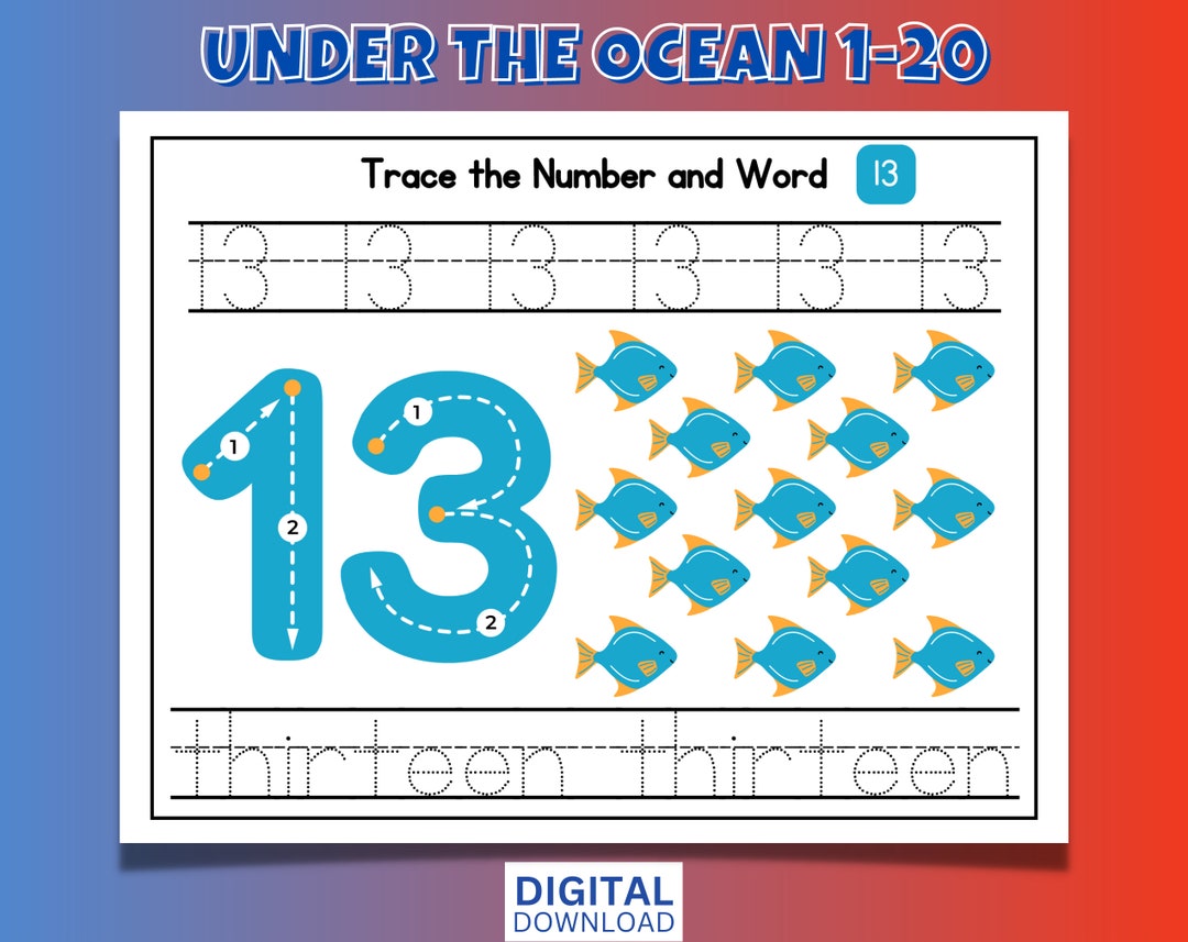 Oceanic Adventure Learn to Trace and Count 1-20 Worksheet Include ...