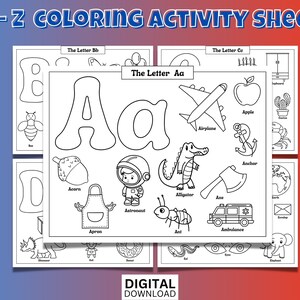 A Z Coloring Sheets Learn the Alphabet, Uppercase and Lowercase Letter ...