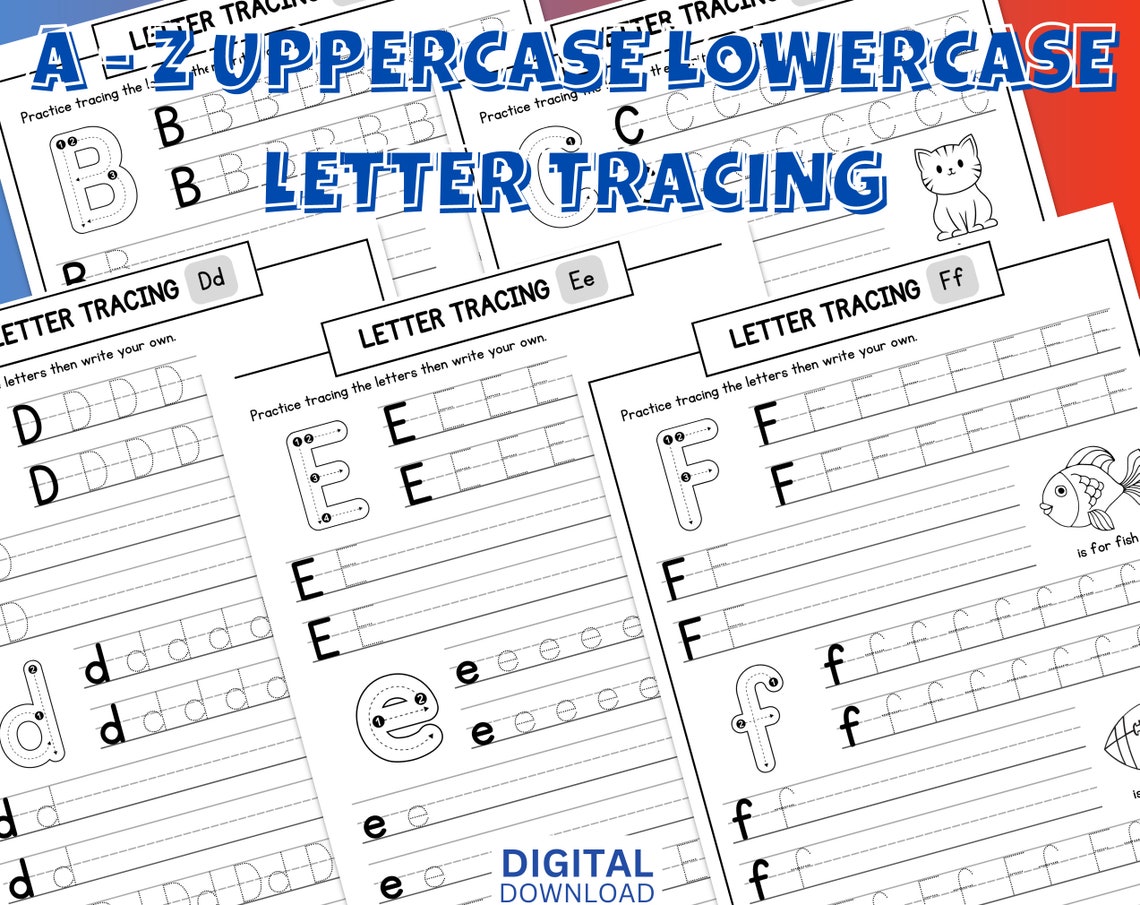 A-Z Tracing Sheets Uppercase and Lowercase Letter Formation With Images ...