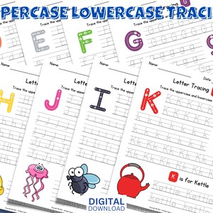 A-Z Alphabet Tracing Uppercase Lowercase Letter Formation With New Word ...