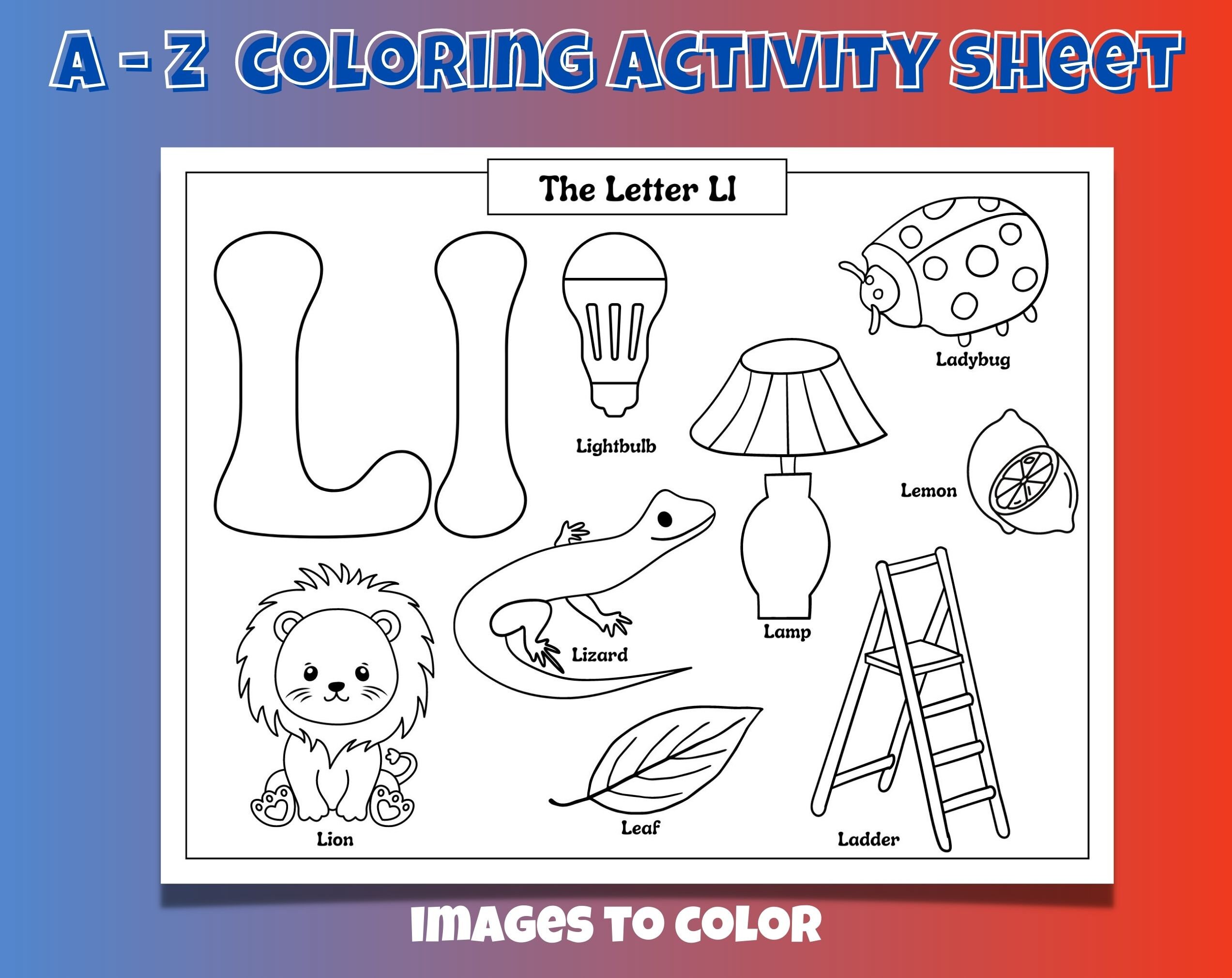 A Z Coloring Sheets Learn the Alphabet, Uppercase and Lowercase Letter ...