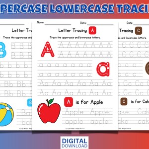 A-Z Alphabet Tracing Uppercase Lowercase Letter Formation With New Word ...