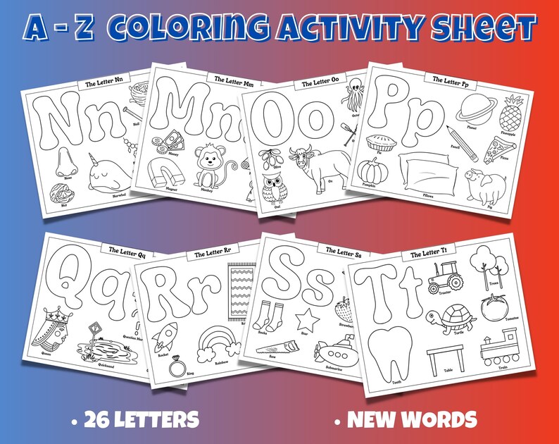 A Z Coloring Sheets Learn the Alphabet, Uppercase and Lowercase Letter ...