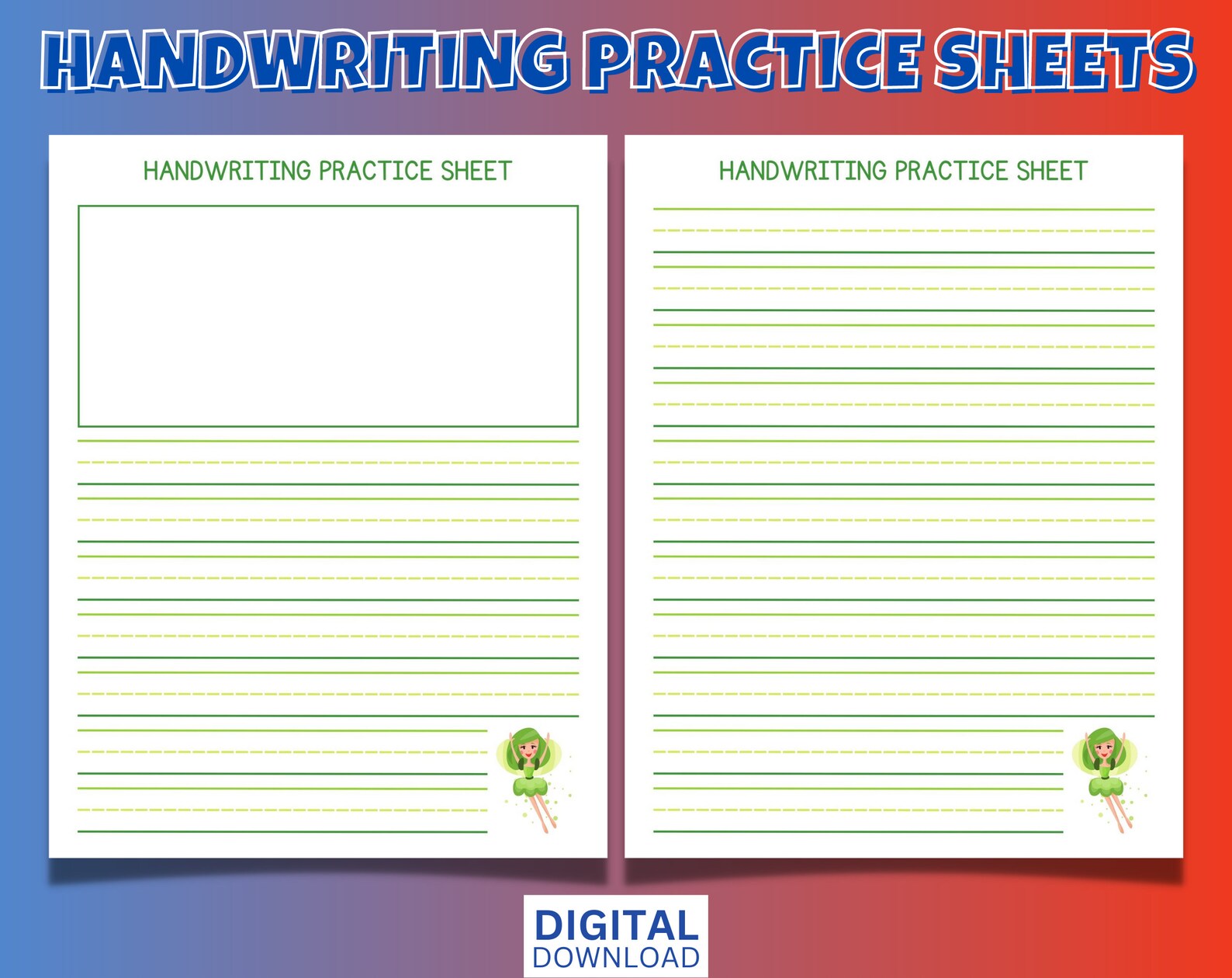 Fairy Themed Primary Handwriting Lines With Story Box Multiple Color ...