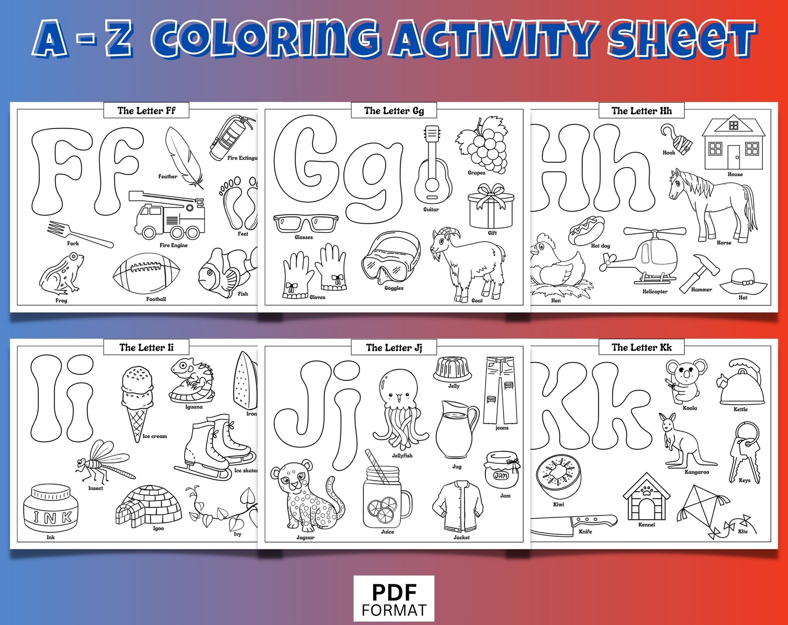 A Z Coloring Sheets Learn the Alphabet, Uppercase and Lowercase Letter ...