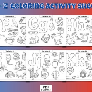 A Z Coloring Sheets Learn the Alphabet, Uppercase and Lowercase Letter ...