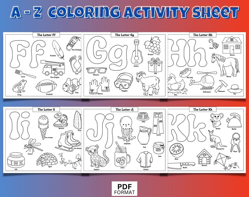 A Z Coloring Sheets Learn the Alphabet, Uppercase and Lowercase Letter ...