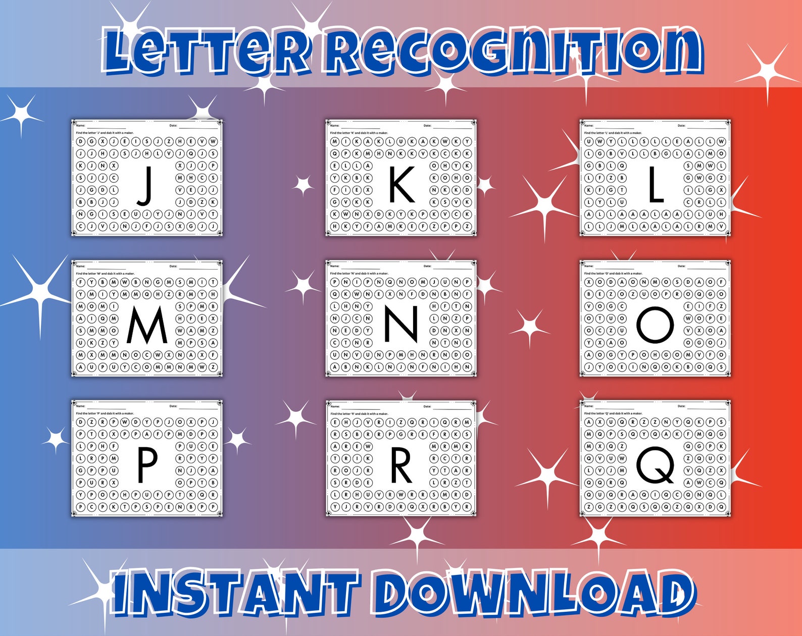 Alphabet Dab It Worksheet for Preschooler Uppercase Letter Recognition ...