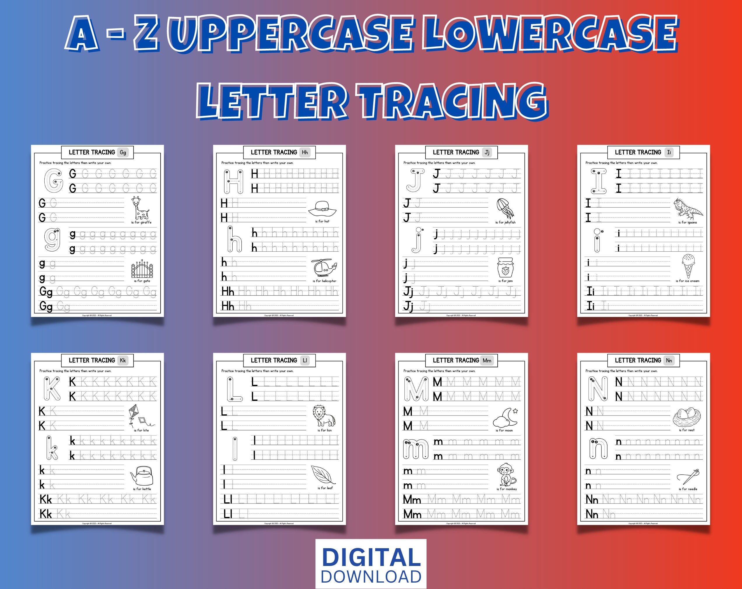 A-Z Tracing Sheets Uppercase and Lowercase Letter Formation With Images ...