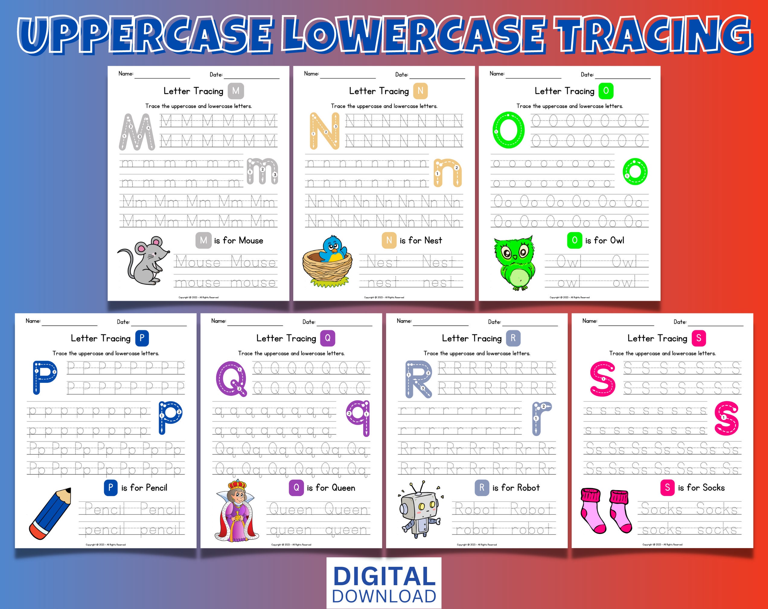 A-Z Alphabet Tracing Uppercase Lowercase Letter Formation With New Word ...