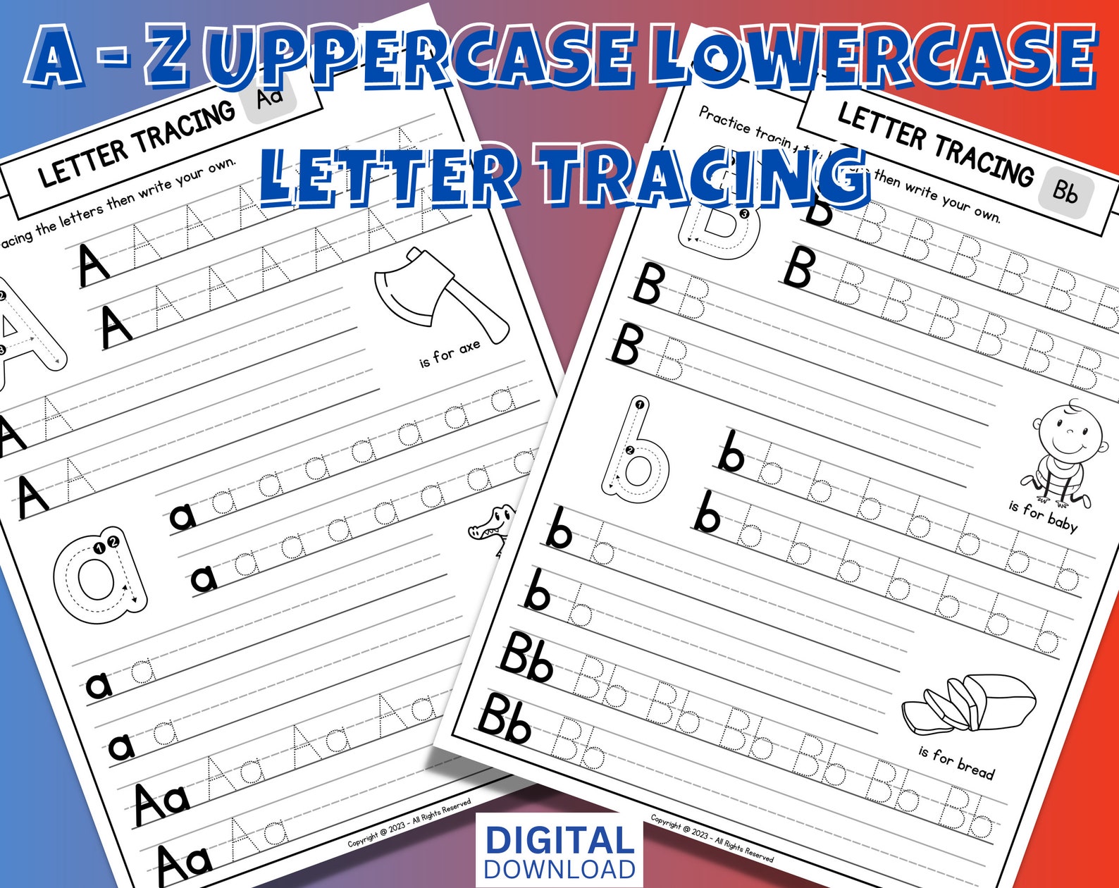 A-Z Tracing Sheets Uppercase and Lowercase Letter Formation With Images ...