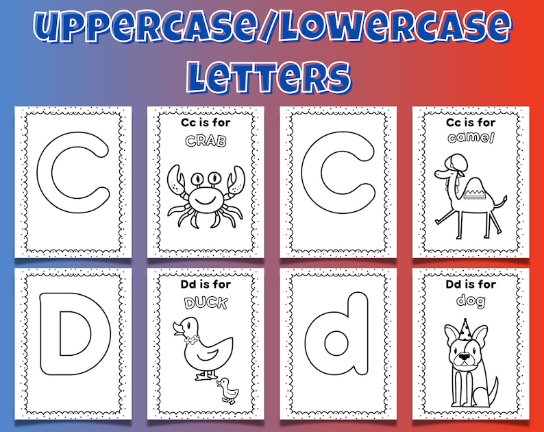 Uppercase Lowercase Letter Animal Themed Alphabet Coloring Pages ...