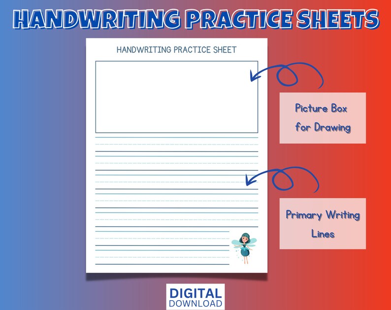 Fairy Themed Primary Handwriting Lines With Story Box Multiple Color ...