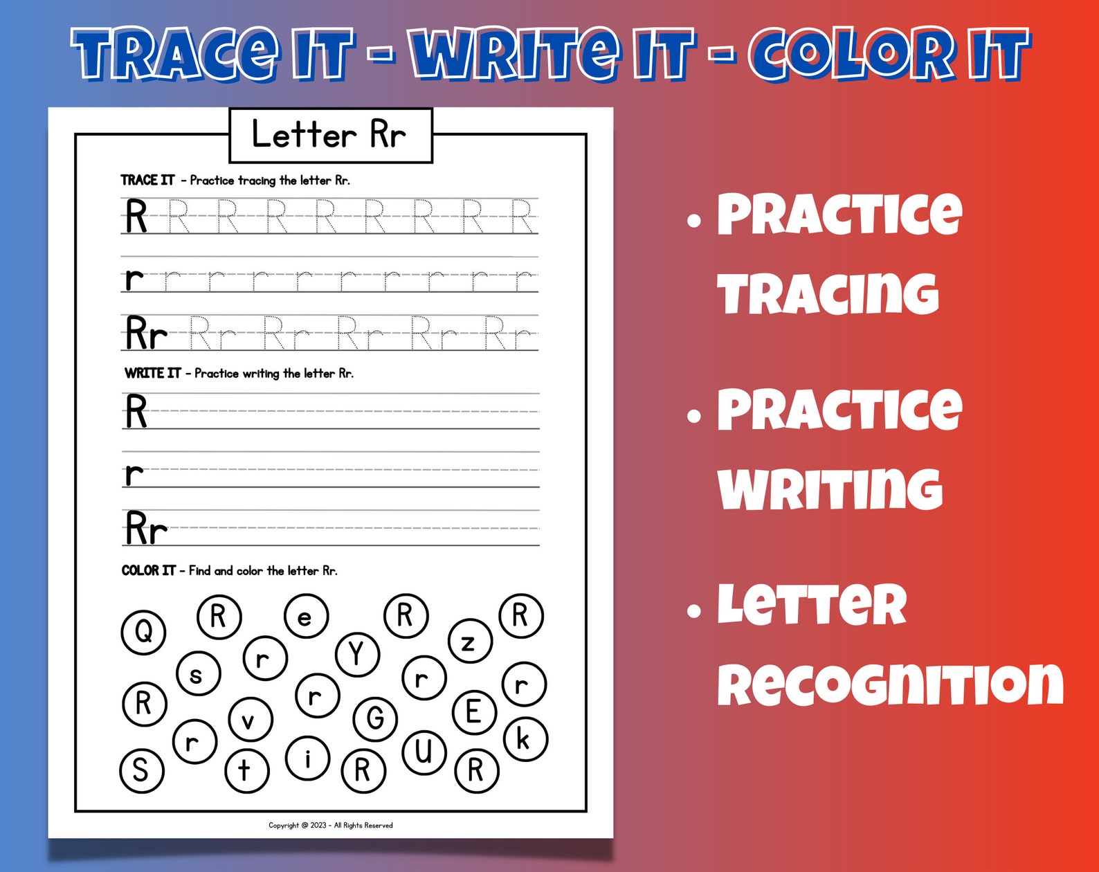 Learn, Trace, Write & Color Alphabet Worksheet for ABC Letter ...