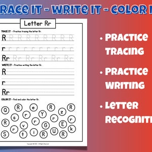 Learn, Trace, Write & Color Alphabet Worksheet for ABC Letter ...