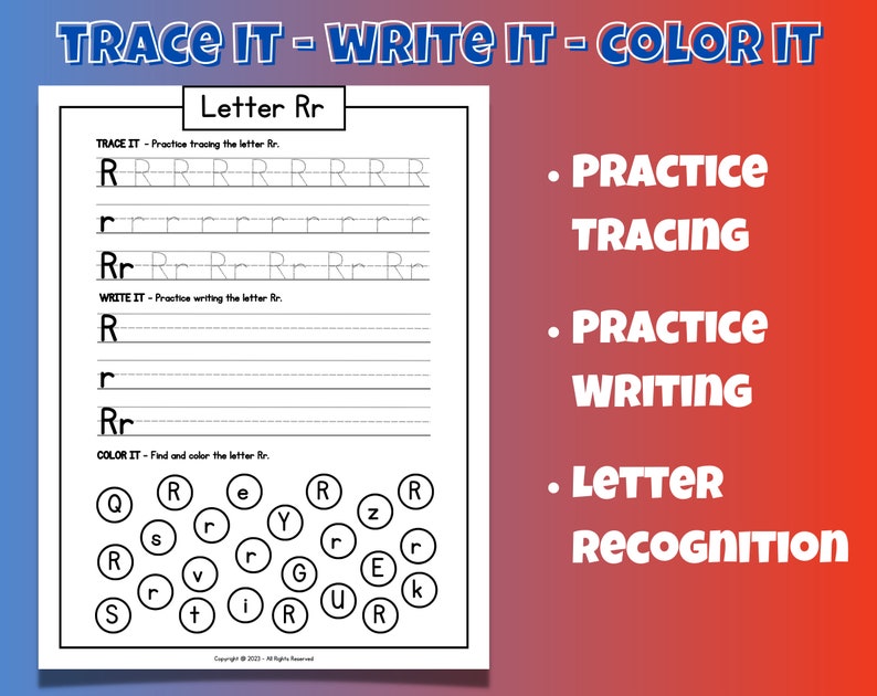 Learn, Trace, Write & Color Alphabet Worksheet for ABC Letter ...