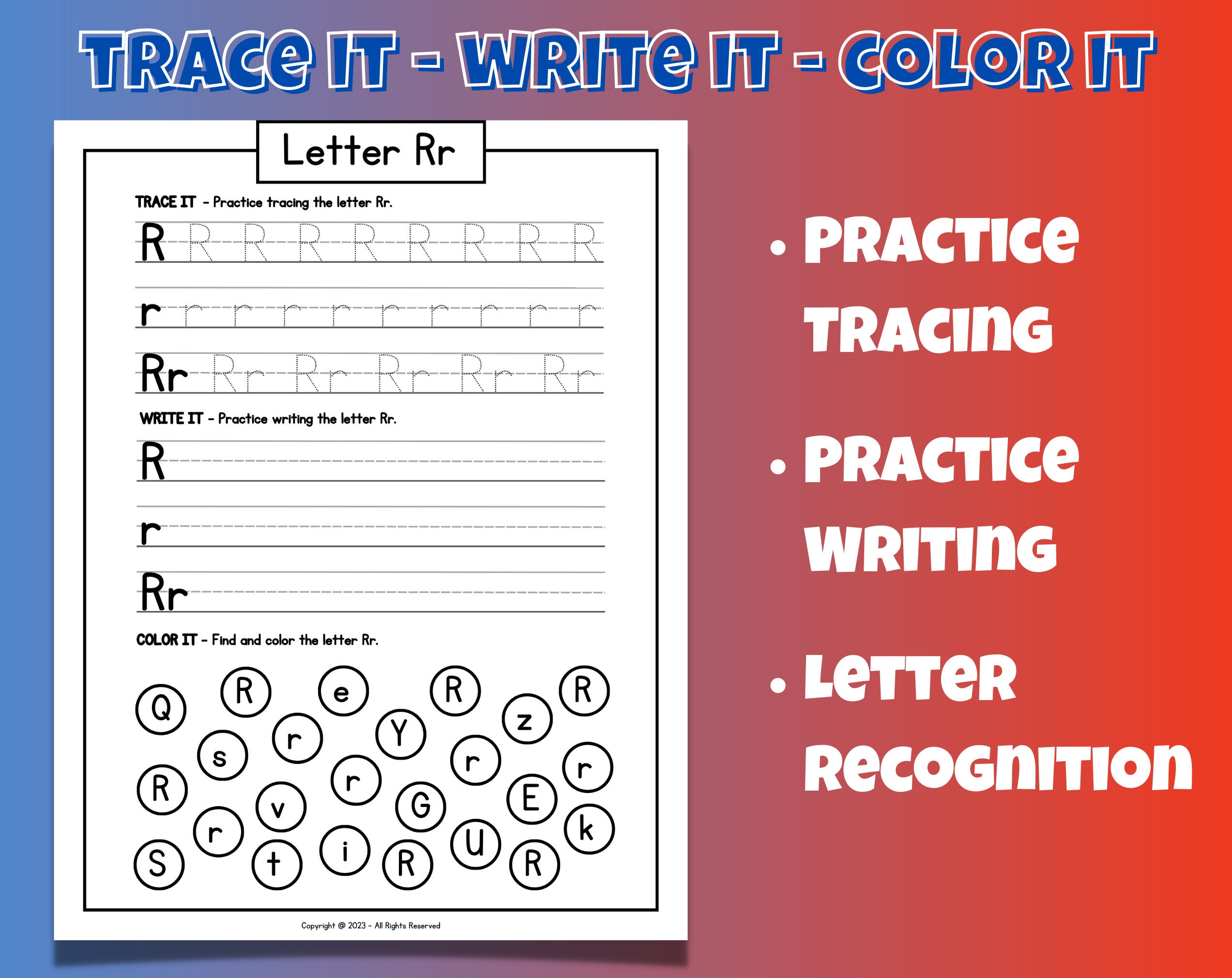 Learn, Trace, Write & Color Alphabet Worksheet for ABC Letter ...