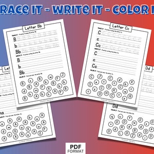 Learn, Trace, Write & Color Alphabet Worksheet for ABC Letter ...