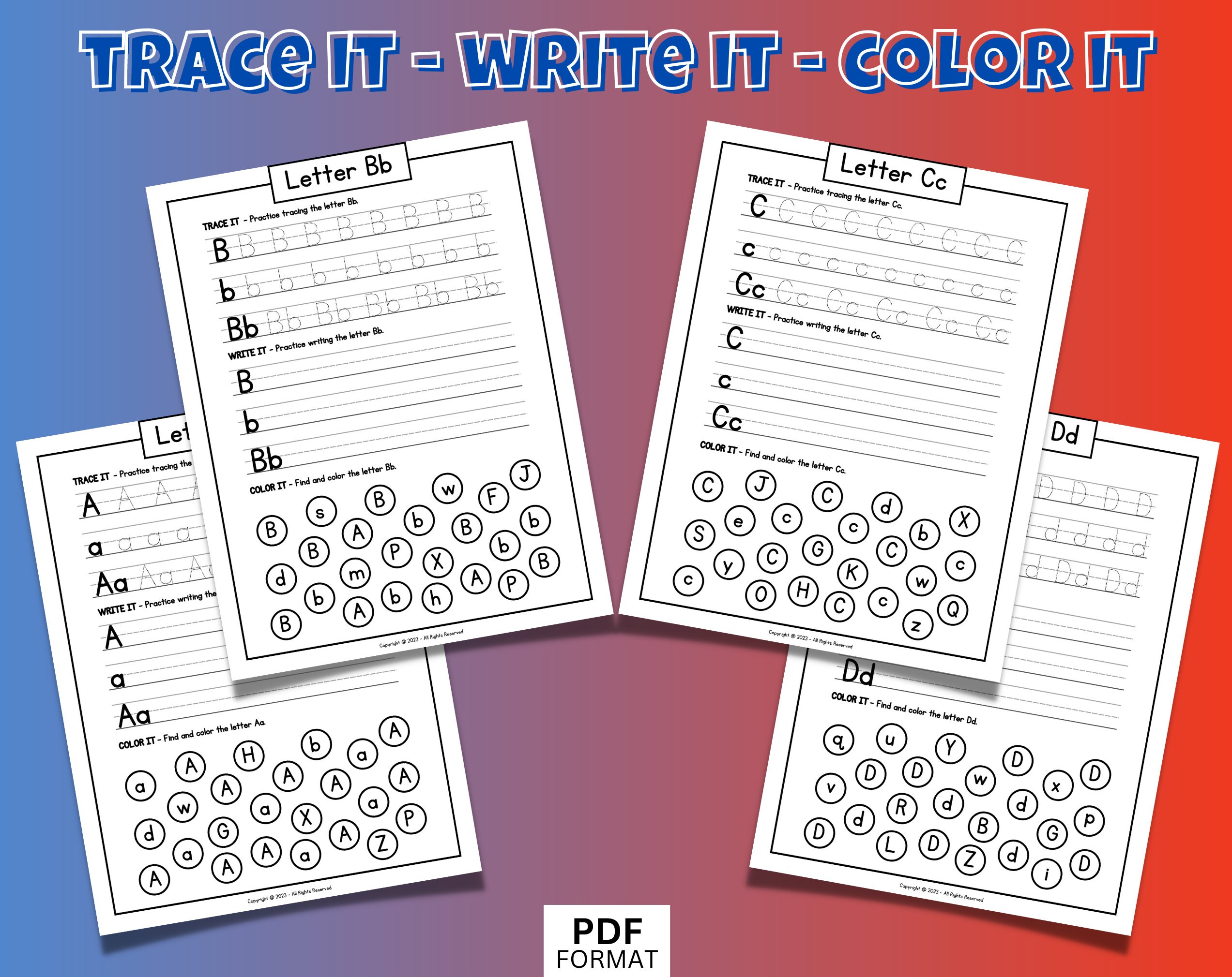 Learn, Trace, Write & Color Alphabet Worksheet for ABC Letter ...