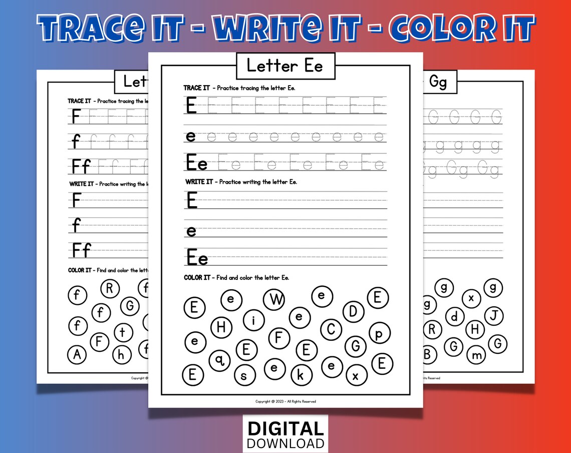 Learn, Trace, Write & Color Alphabet Worksheet for ABC Letter ...